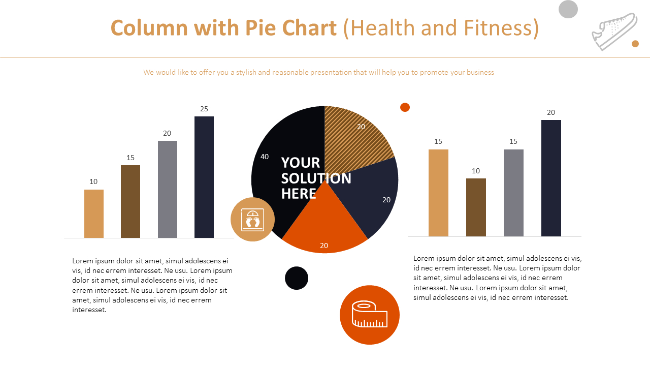 Column with Pie Chart (Health and Fitness)