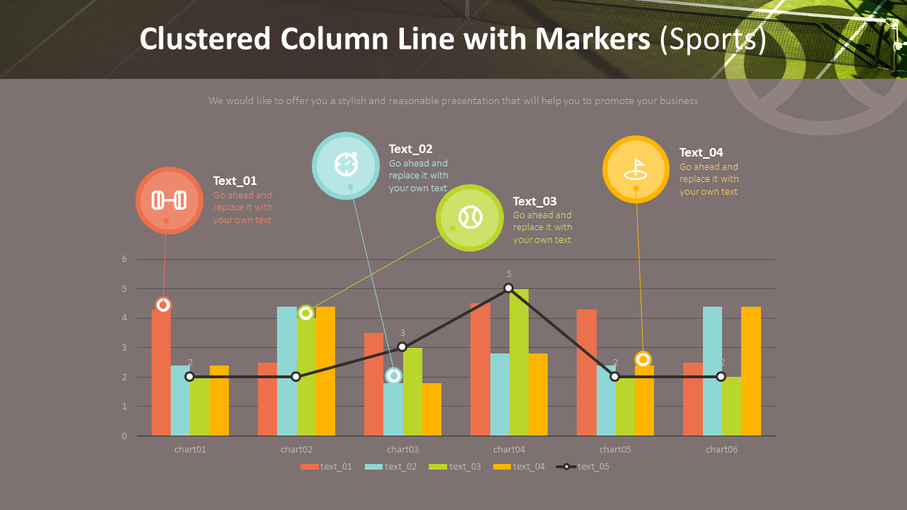 Clustered Column Line with Markers (Sports)|Chart