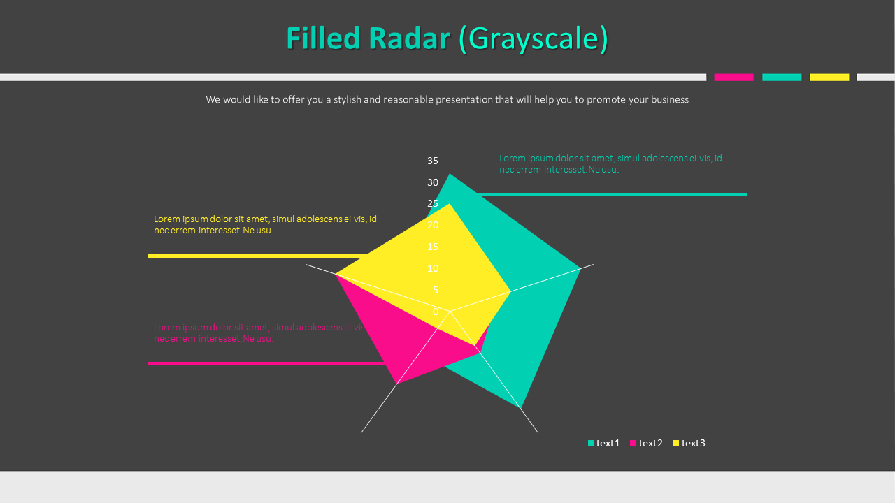 Free Filled Radar (Grayscale)|Chart|Slides