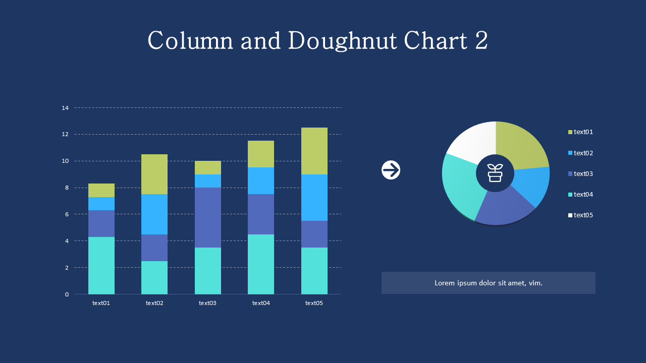 Doughnut with Stacked Column Mix Chart