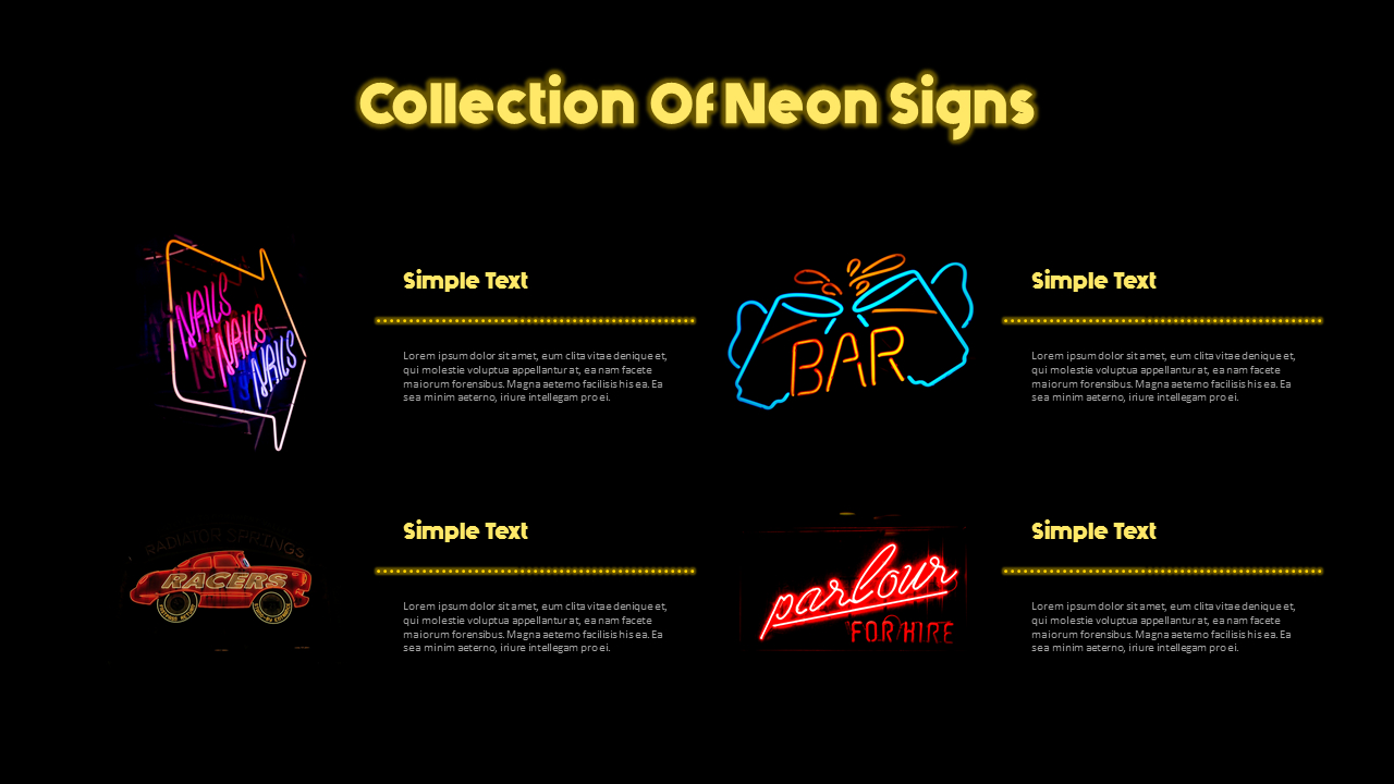 Neon Sign Simple PPT Templates