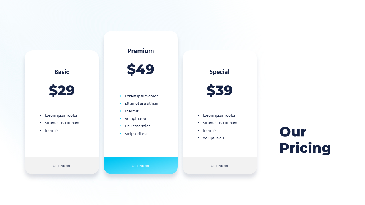 Our Pricing Template Page
