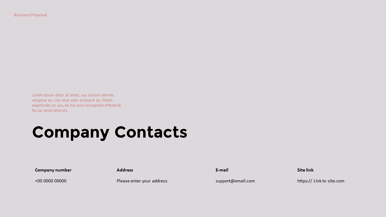 Company Contacts Simple Slide|Us|Single
