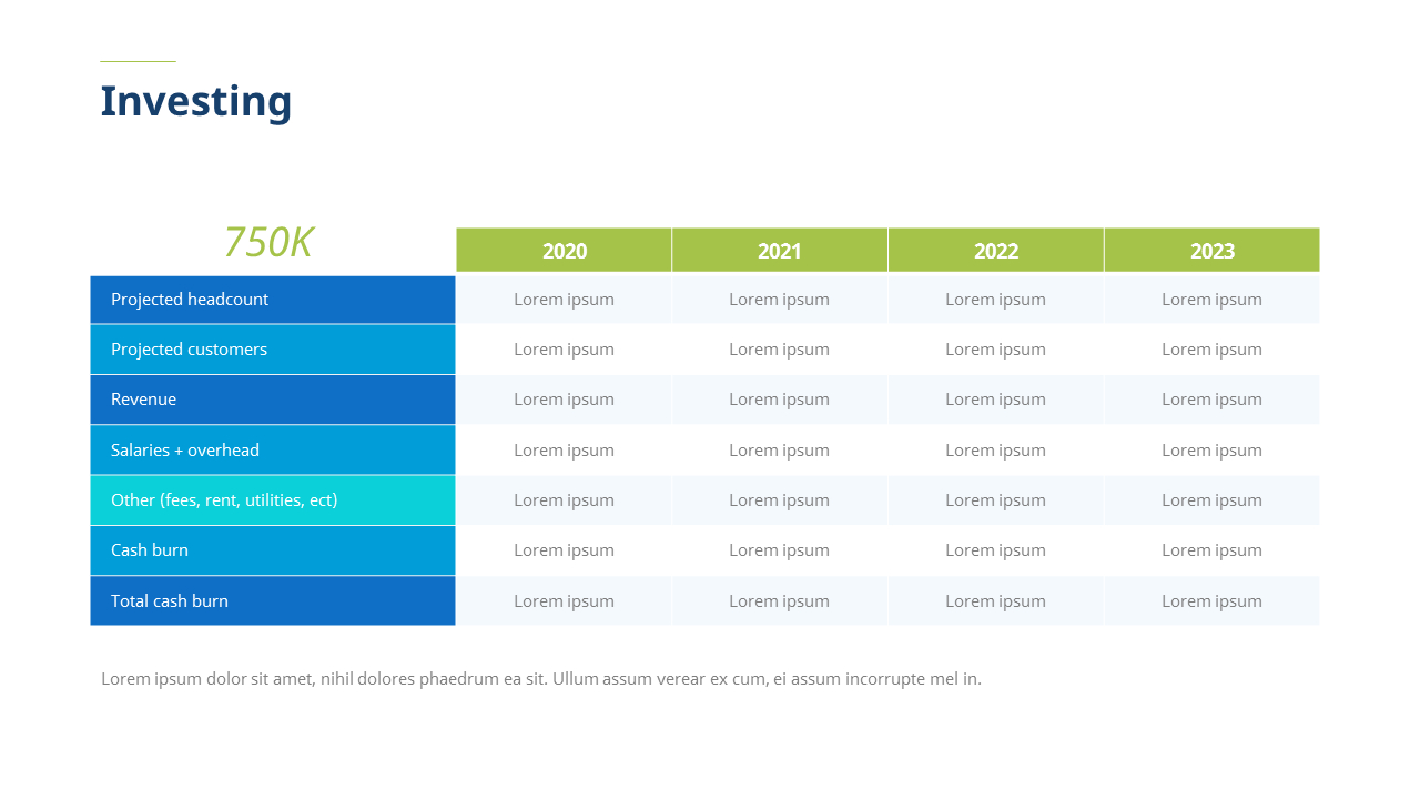 Investing Page Template|Financials|Single Slides