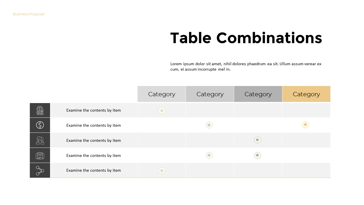 Table Combinations PPT Slide