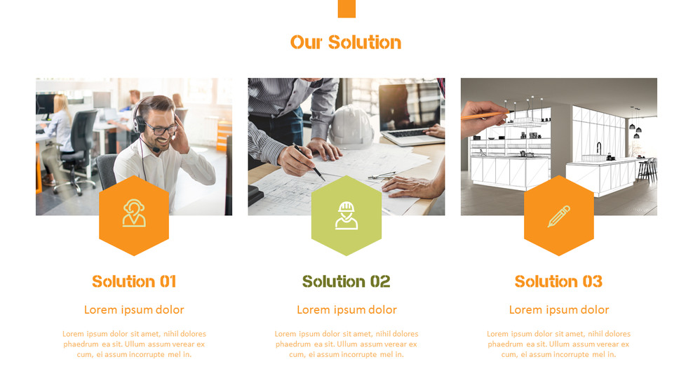 Our Solution Template Design|Problem,|Single Slides