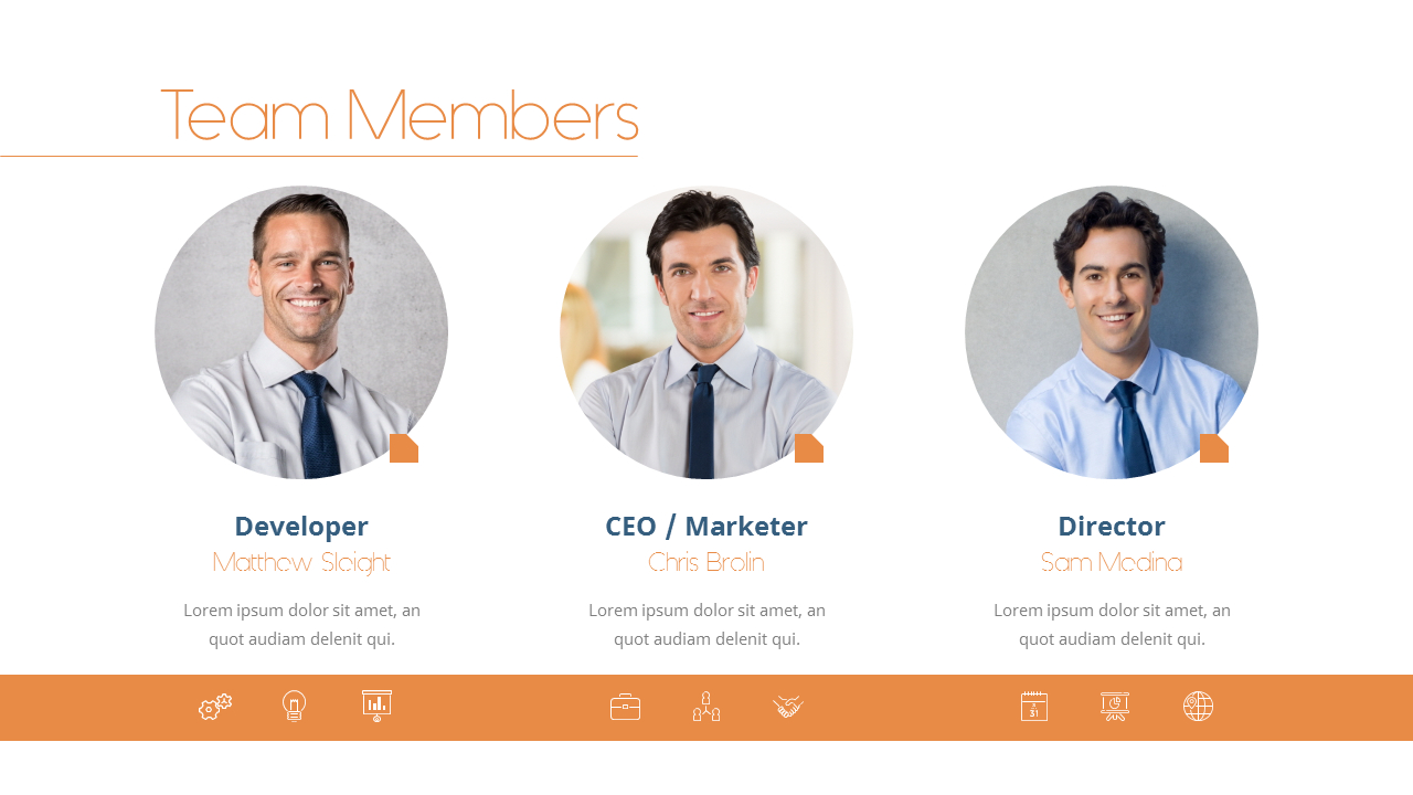 Team Members PPT Slide Deck