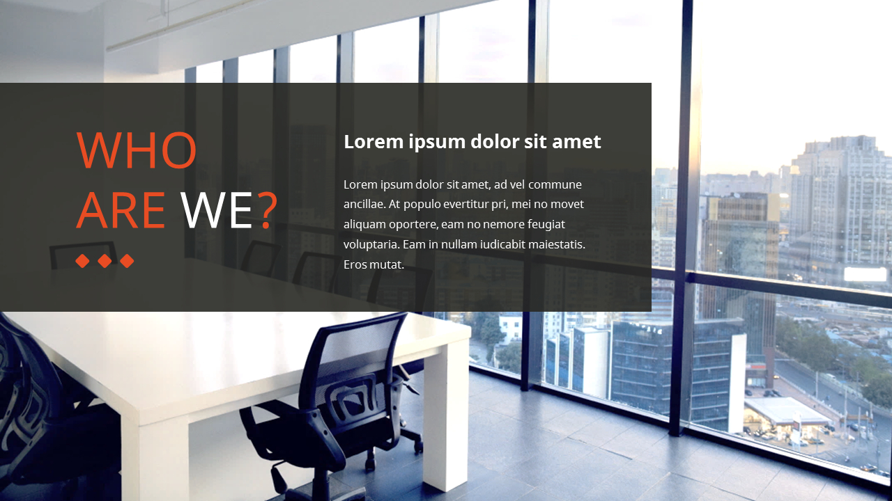 ¿Quienes somos? Diseño de página|Visión general|Diapositivas individuales