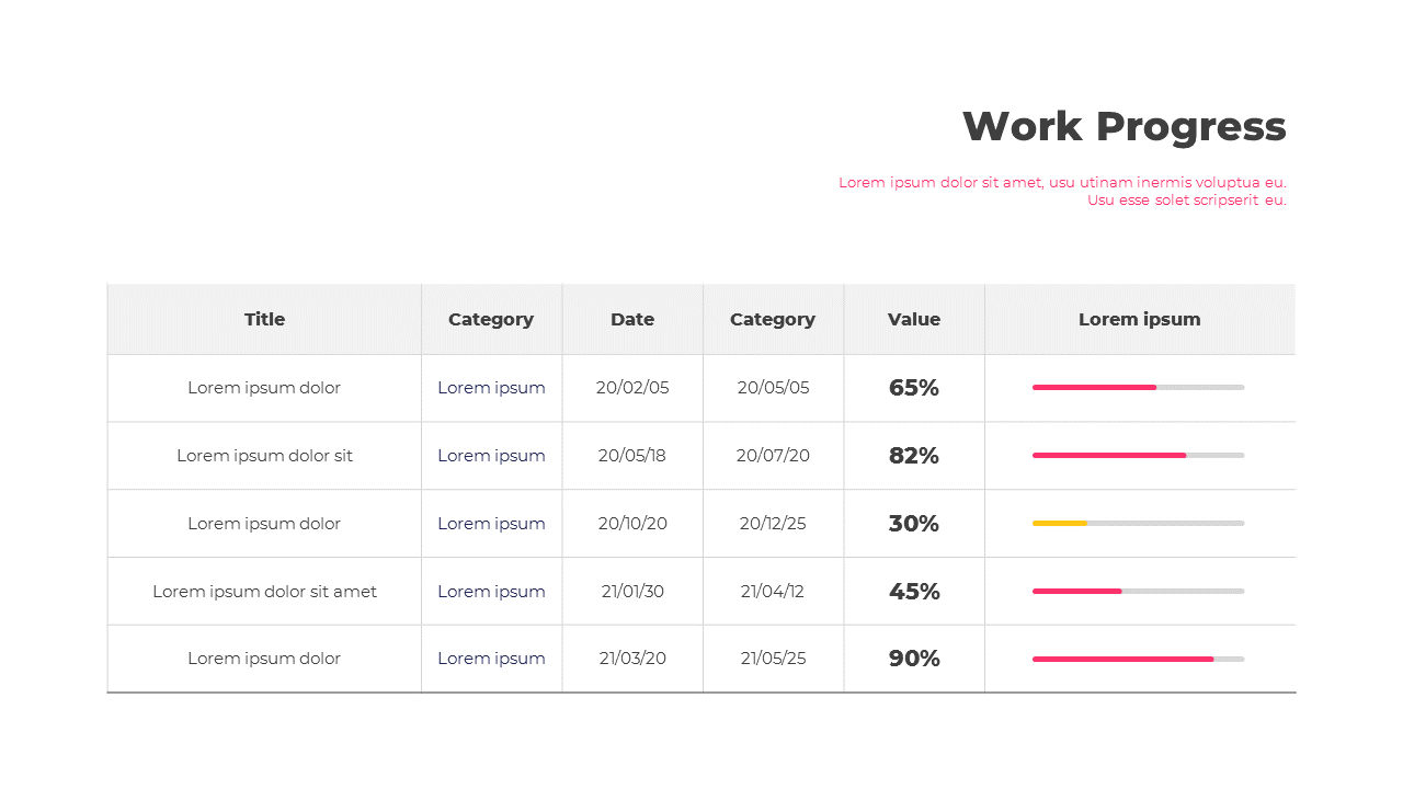 Work Progress Slide|Timeline|Single