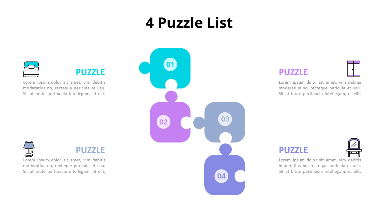 Connected Puzzle List Diagram Animated PowerPoint Templates
