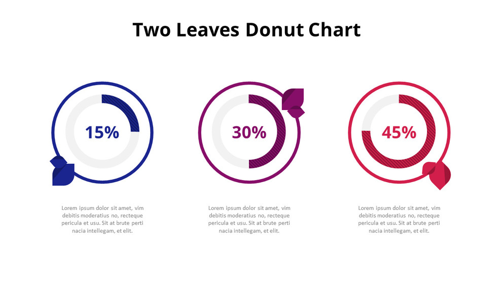 Three Steps Progress Donut Graph Chart Animated Slides
