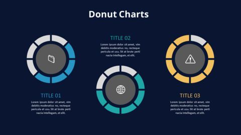 Three Steps Progress Donut Graph Chart Animated Slides