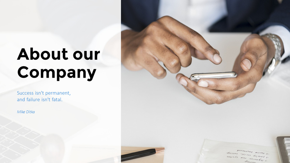 Hello, Meet Our Company – Free PowerPoint Overview Slide