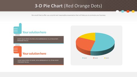 3-D Pie Chart (Red Orange Dots)
