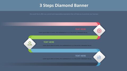 Free 3 Steps Diamond Banner Diagram