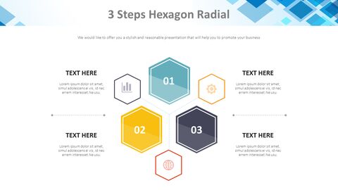 3 Steps Hexagon Radial Diagram