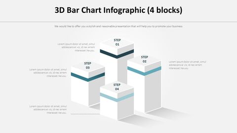3D Bar Infographic Free PowerPoint Template: Four-Block Data Comparison ...