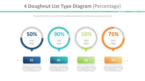 4 Doughnut List Type Diagram (Percentage)|Graph