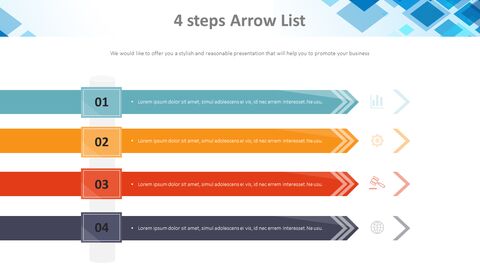 4 steps Arrow List Diagram