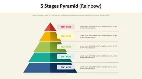 5 Stages Pyramid Diagram (Rainbow)