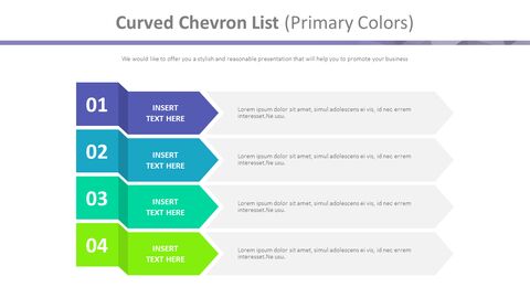 Curved Chevron List Diagram (Primary Colors)