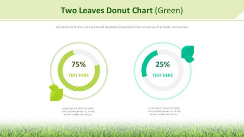 Two Leaves Donut Chart Diagram (Green)|Graph