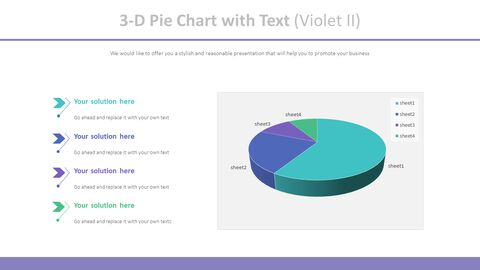 3-D Pie Chart with Text (Violet II)