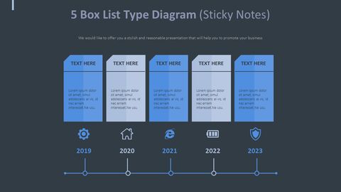5Box List Type Diagram (Sticky Notes)