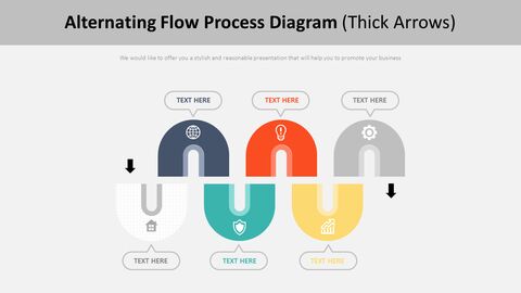 Alternative Flow Process Diagram (Bold Arrows) Free Slide Layout