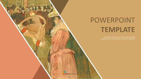 앙리 드 툴루즈 로트렉 "Le Danse Au Moulin Rouge" - 무료 PowerPoint 템플릿