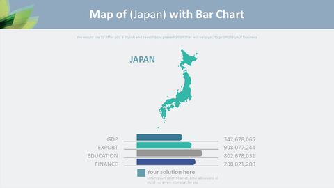 Map of (Japan) with Bar Chart Diagram