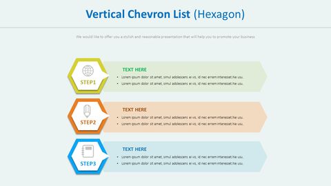 Diagrama de lista vertical de chevrones (hexagonal)