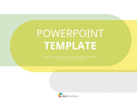 Free PPT Template - Long Shaped Circle Colored With Yellow and Yellowgreen