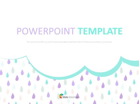 Free Template Design - Mint Clouds and Light Purple Water Drop|PPT|Slides