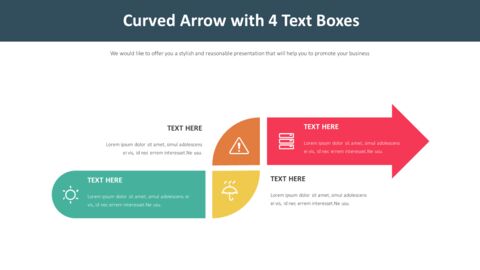 Curved Arrow with 4 Text Boxes Diagram