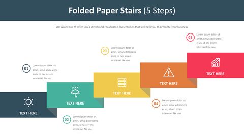 Folded Paper Stairs Diagram (5 Steps)