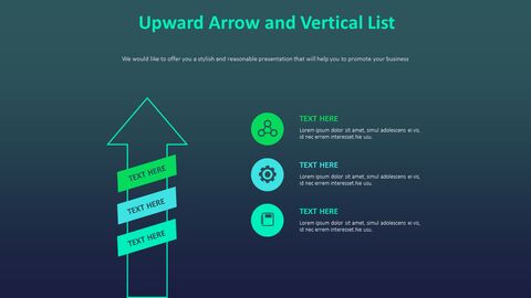 Upward Arrow and Vertical List Diagram