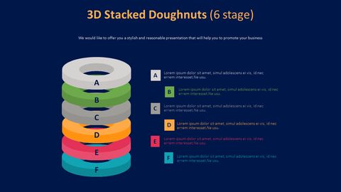 3D Stacked Doughnuts Diagram (6 stage)