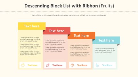 Descending Block List with Ribbon Diagram (Fruits)