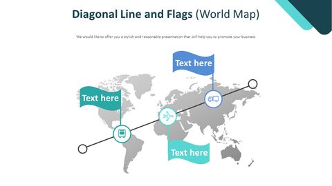 Diagonal Line and Flags Diagram (World Map)