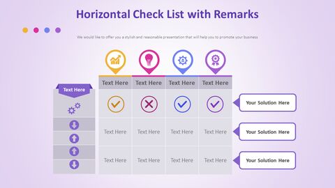 Horizontal Check List with Remarks Diagram|Tables
