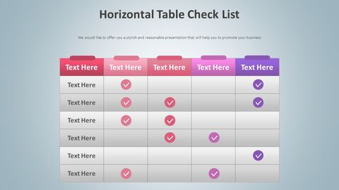 Horizontal Table Check List Diagram