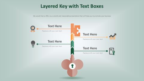 Layered Key with Text Boxes Diagram|Infographics