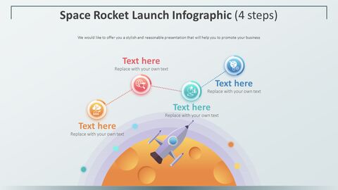 Space Rocket Launch Infographic Diagram (4 steps)