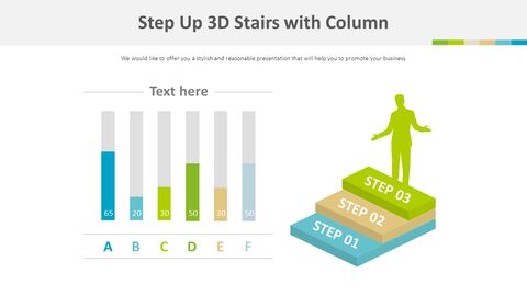 Step Up 3D Stairs with Column Chart Diagram
