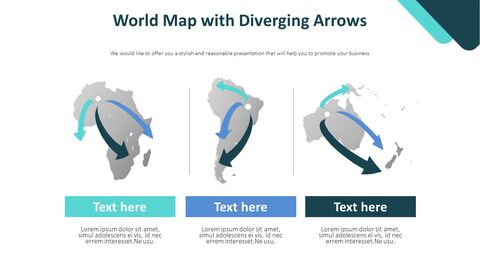 World Map with Diverging Arrows Diagram