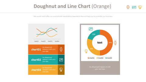 Doughnut and Line Chart (Orange)
