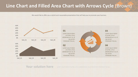 Line Chart and Filled Area Chart with Arrows Cycle (Brown)