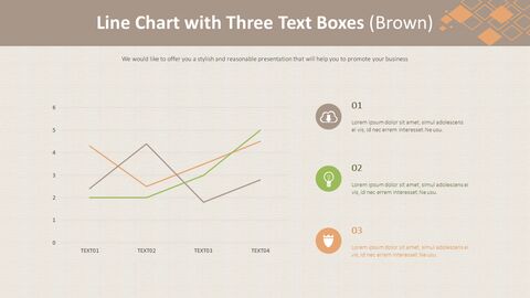 Line Chart with Three Text Boxes (Brown)