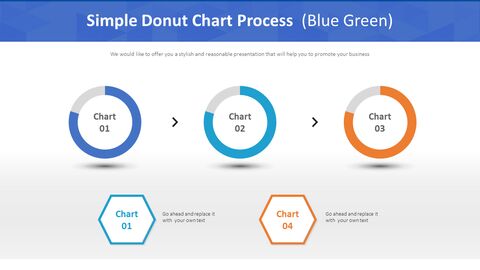 Simple Donut Chart Process (Blue Green)|Doughnut